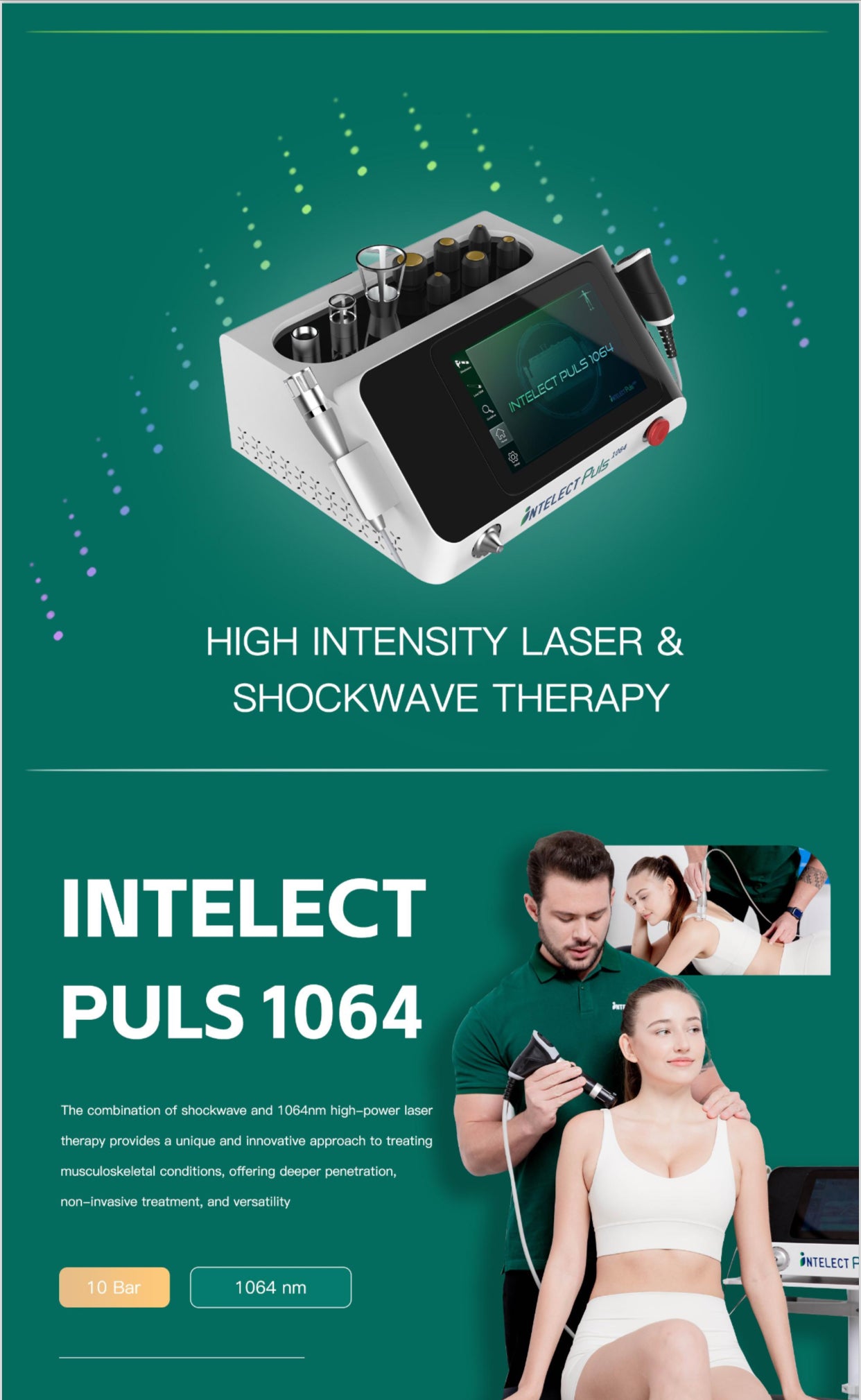INTELECT Puls PRO 1064 Pneumatic Shockwave Therapy device combined wit ...